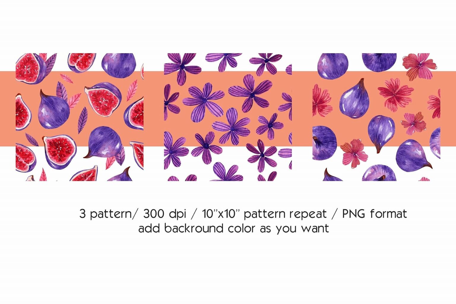 Watercolor Fig Fruit Pattern and Clipart - MasterBundles