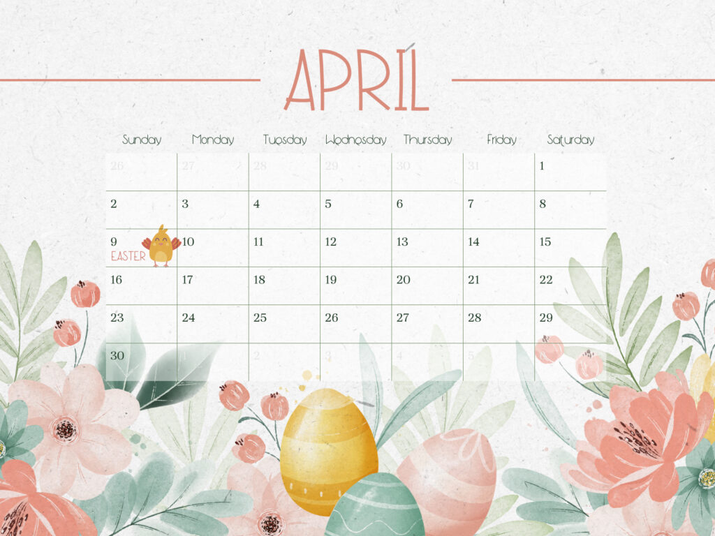 Free Aesthetic April Calendar – MasterBundles