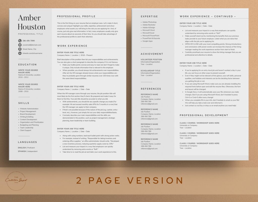 Resume/CV - The Amber – MasterBundles