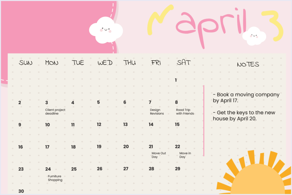 50+ Cute April Calendars 2023 - MasterBundles