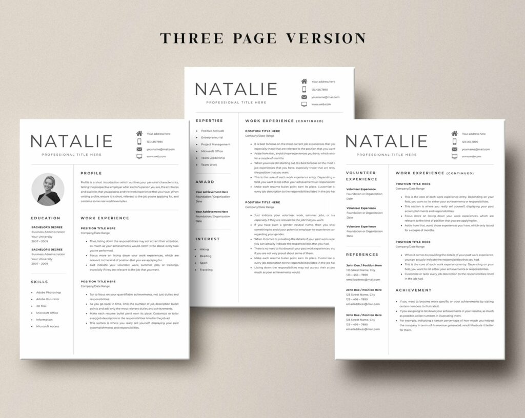 Resume Template 5 Pages/CV – MasterBundles
