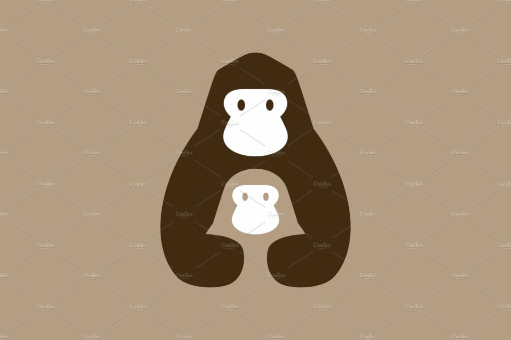 gorilla mom and son negative space – MasterBundles