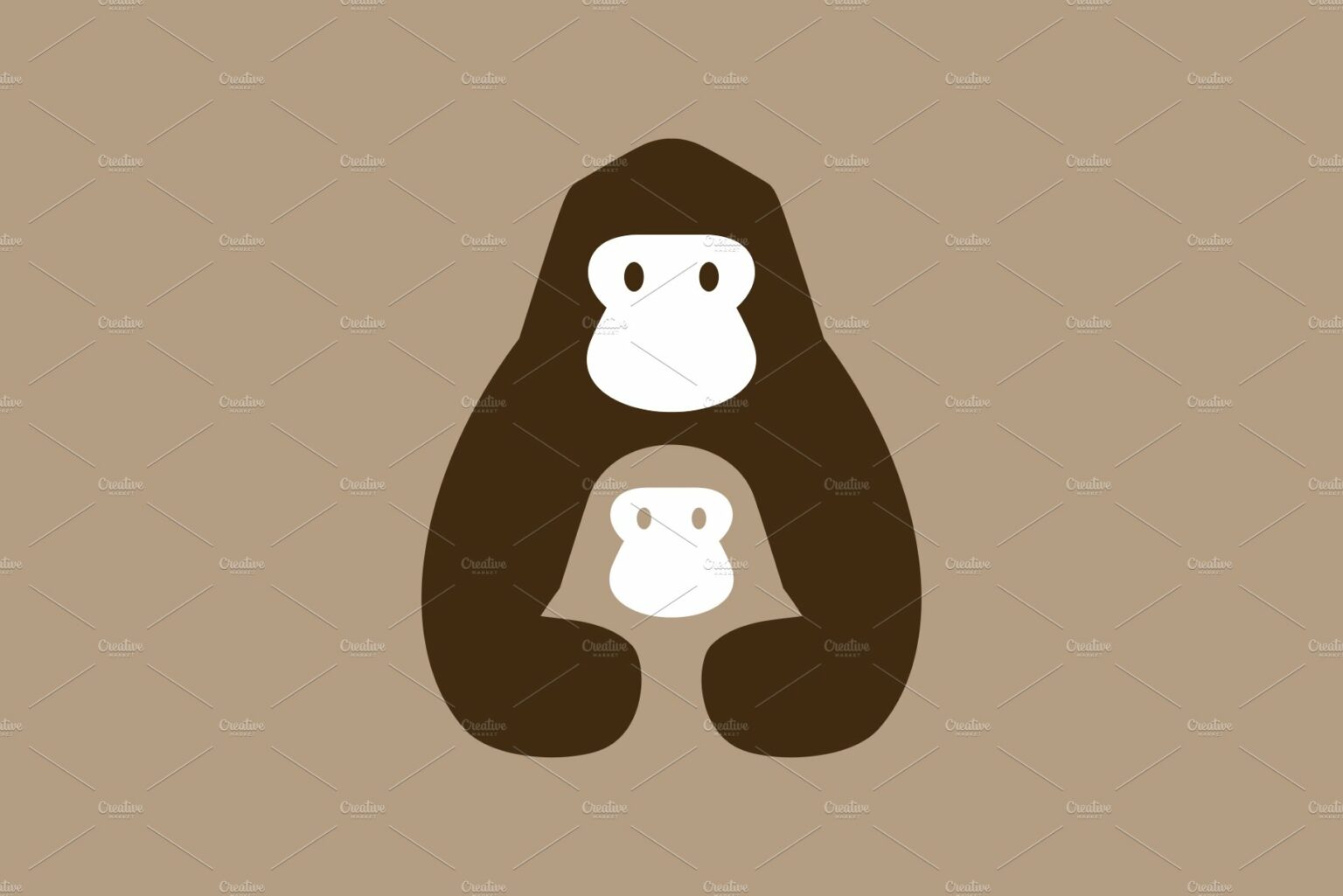 gorilla mom and son negative space – MasterBundles