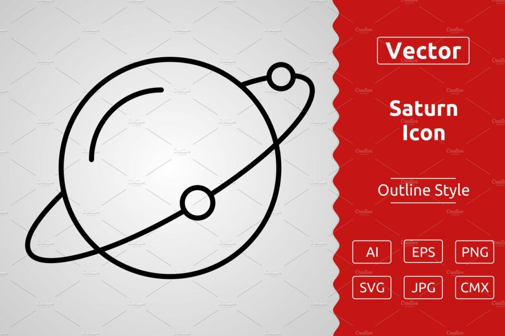 Vector Saturn Outline Icon – MasterBundles