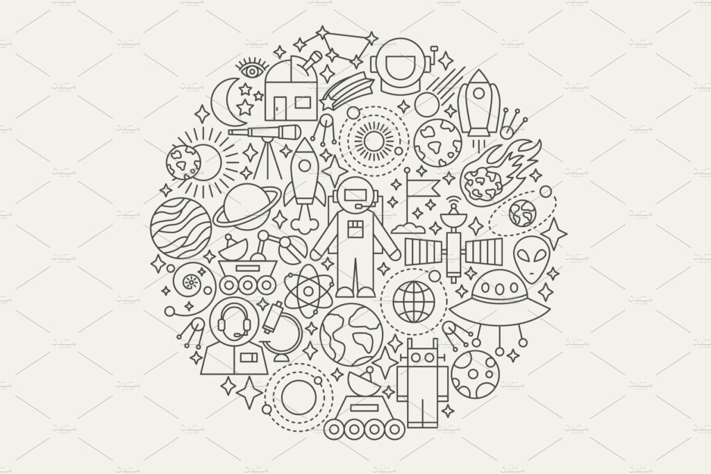 Space Line Art Vector Icons Set – MasterBundles