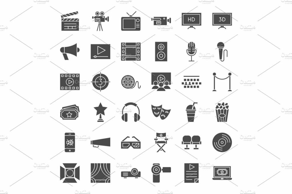 Cinema Line Vector Icons Set – MasterBundles