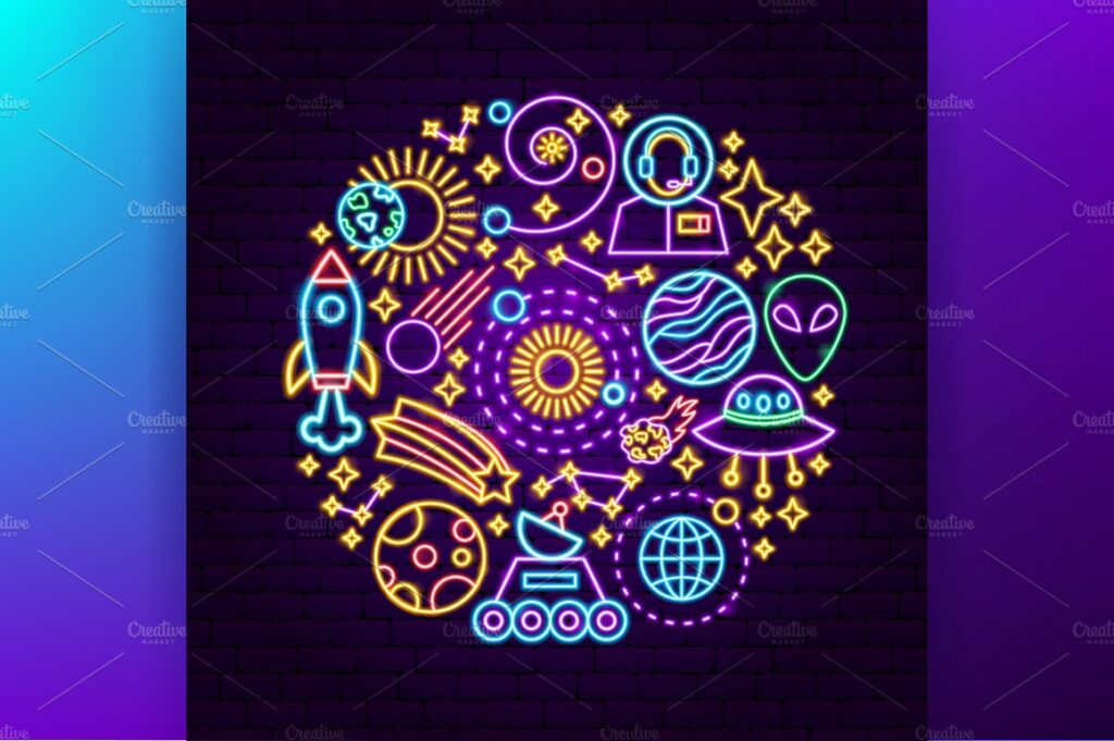 Space Cosmos Neon Vector Icons – MasterBundles