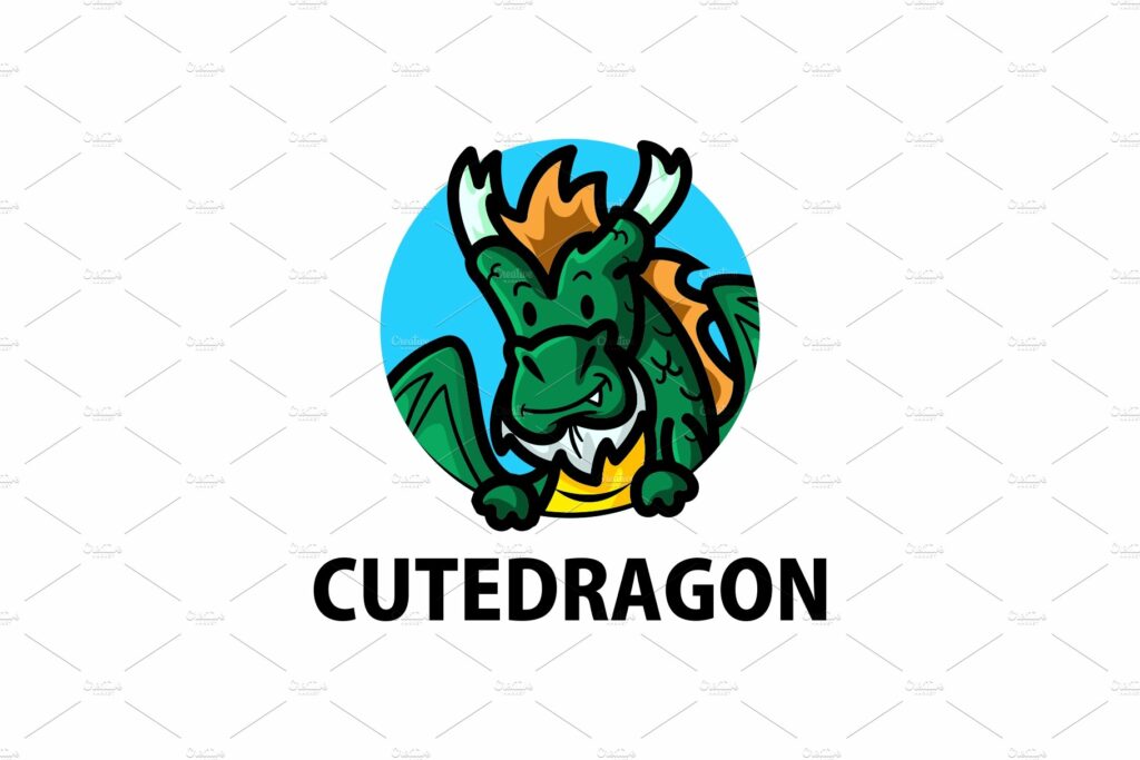 cute dragon cartoon logo vector icon – MasterBundles