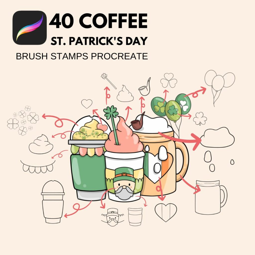 40 Coffee St. Patrick's Day Procreate Brush Stamps - MasterBundles