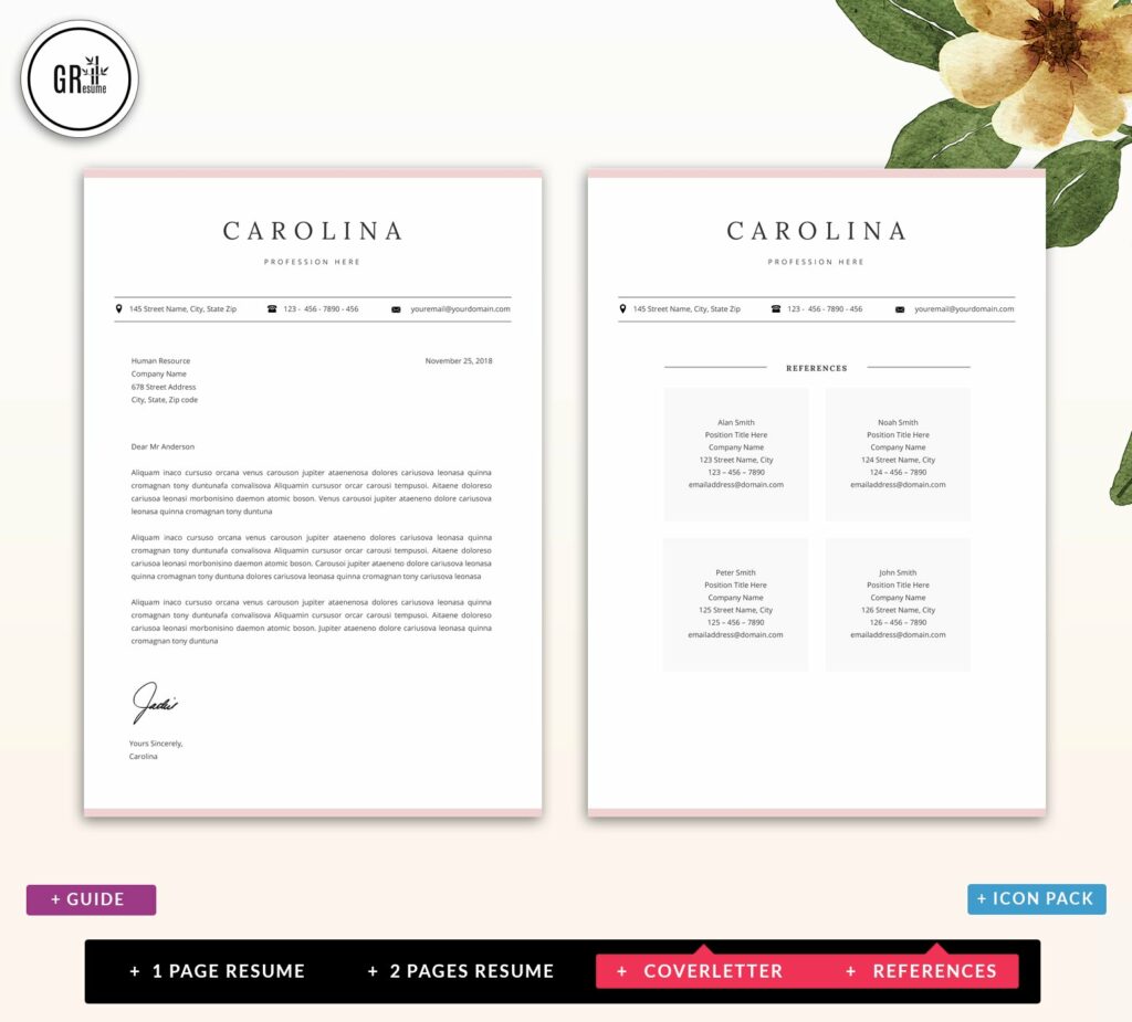 Creative Resume Template CV for Word – MasterBundles