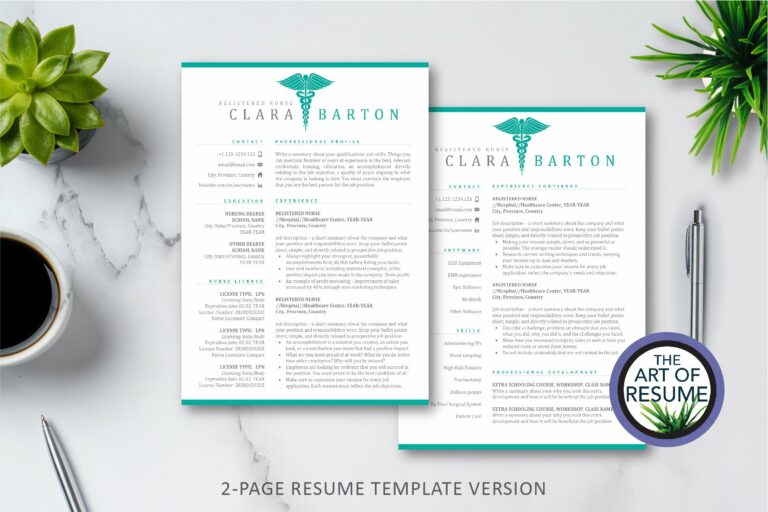 Nurse Resume Template Medical CV EMT – MasterBundles