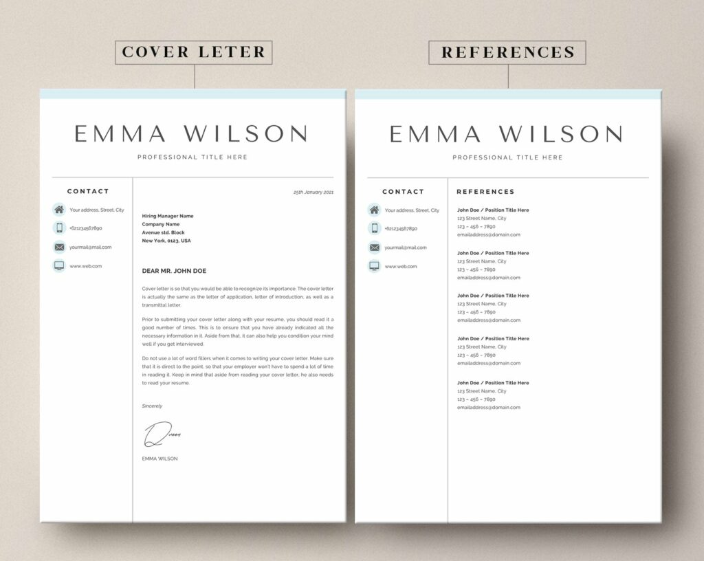 5 Page Resume Template / CV Word – MasterBundles