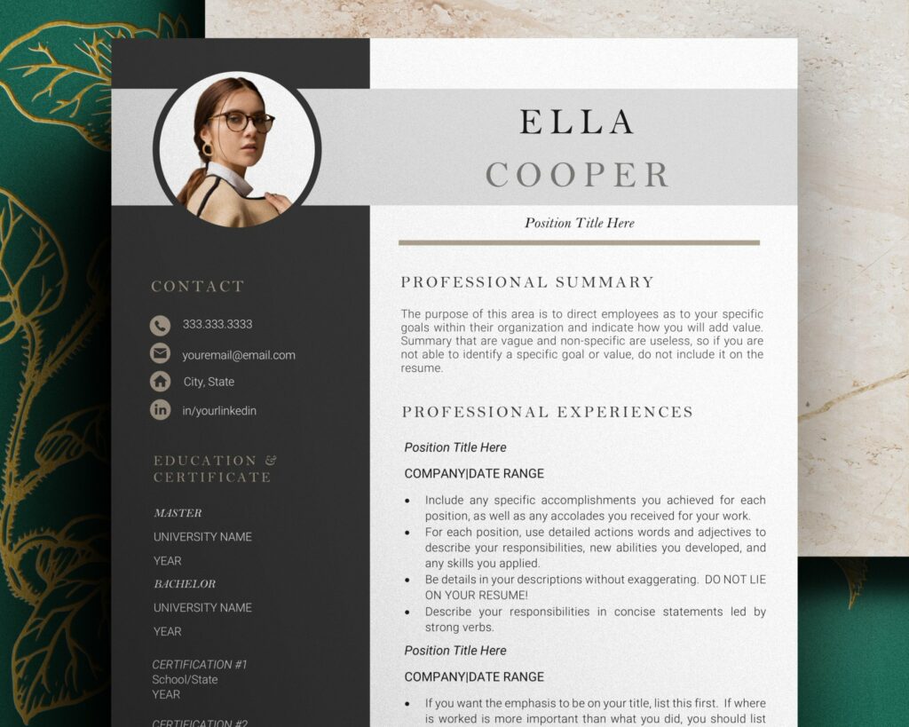 Modern Resume / CV Template - Ella – MasterBundles