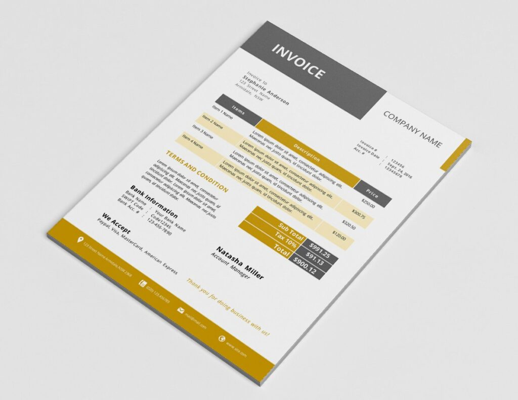 Modern corporate MS Word invoice – MasterBundles