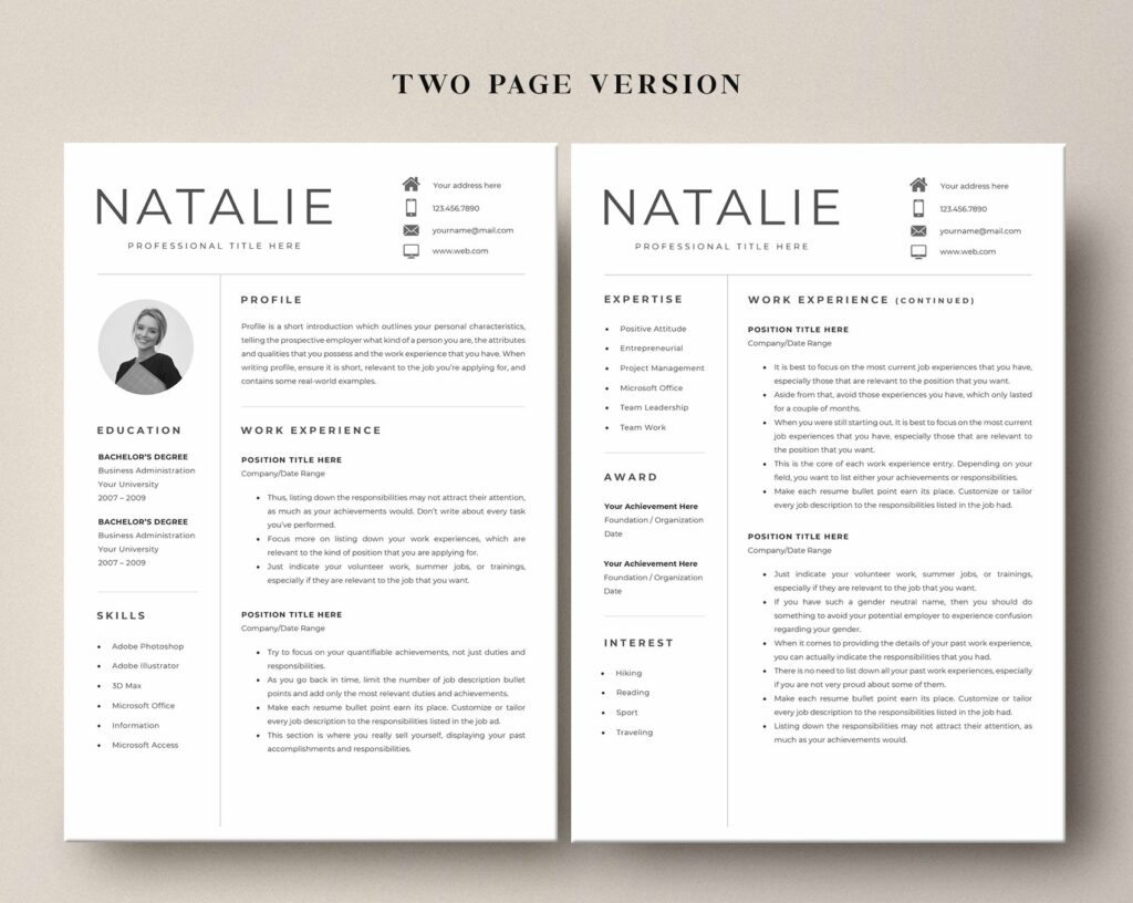 Resume Template 5 Pages/CV – MasterBundles
