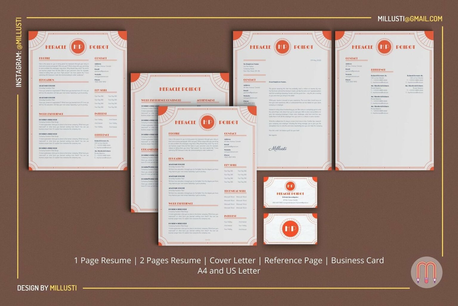 Art Deco Resume Template with Photo – MasterBundles