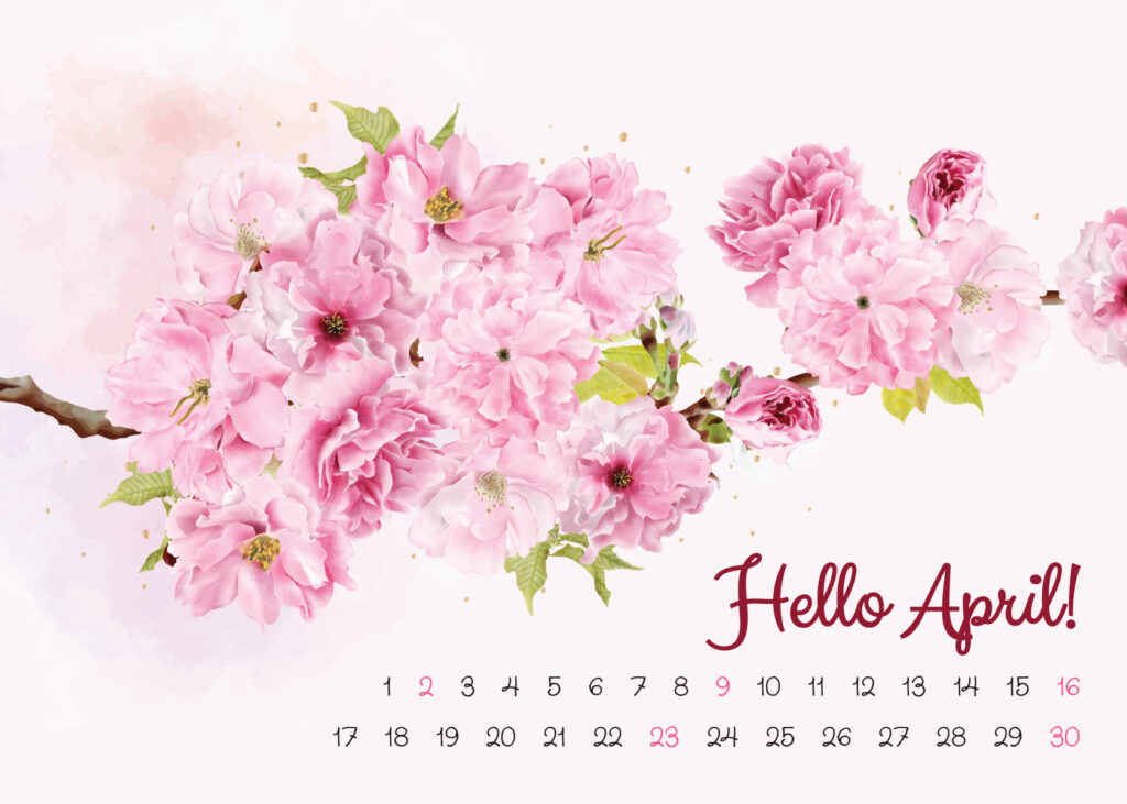 Free Sakura April Calendar – MasterBundles