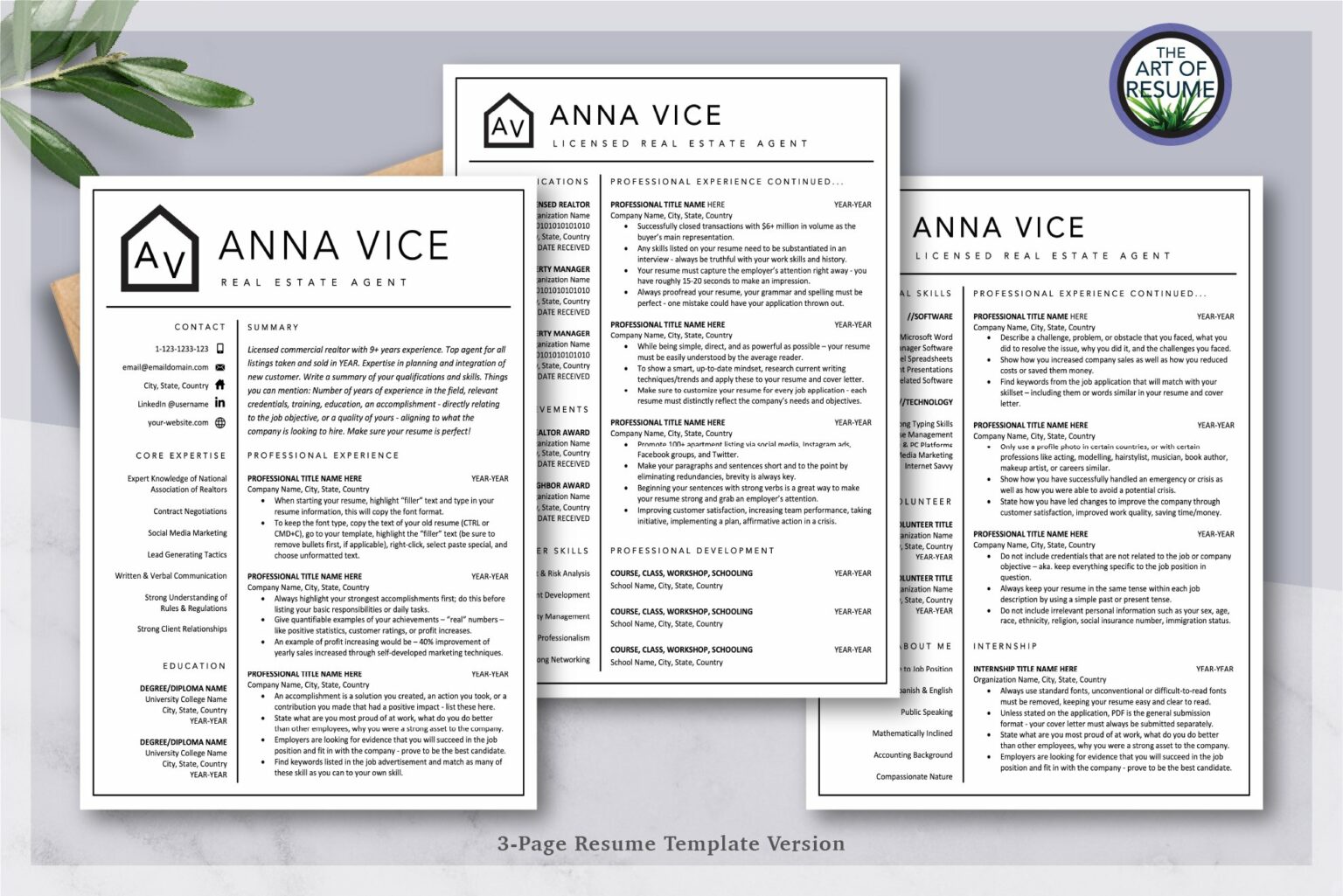 Realtor Resume, Real Estate Agent CV – MasterBundles