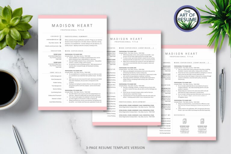 Pink Resume Template Bundle Download – MasterBundles