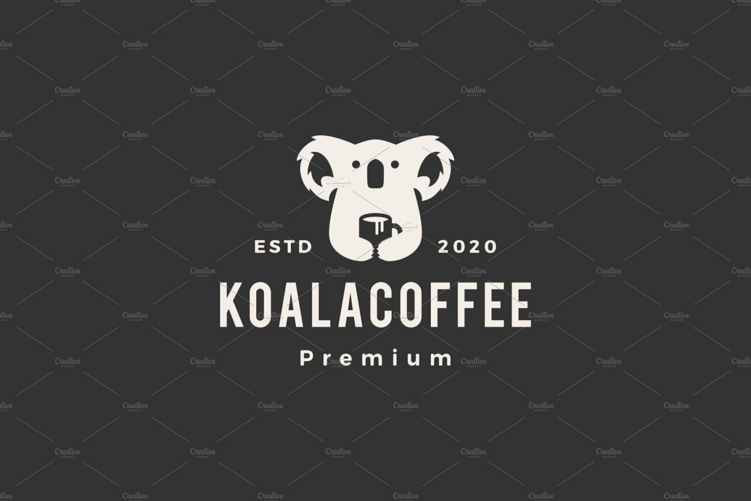 koala coffee hipster vintage logo – MasterBundles