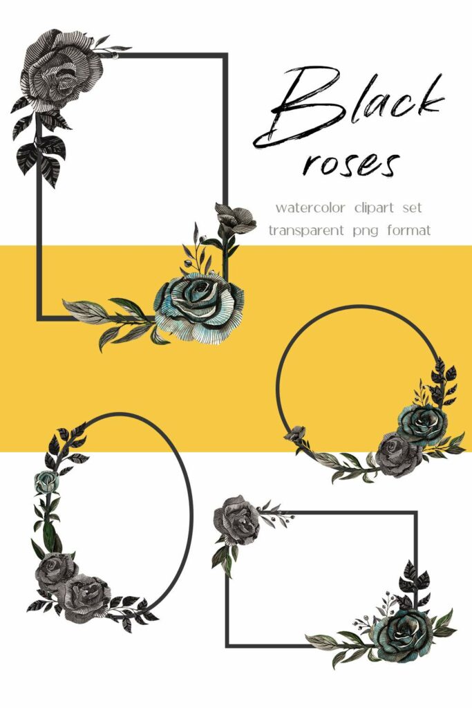 Black Roses Watercolor Clipart Set - MasterBundles