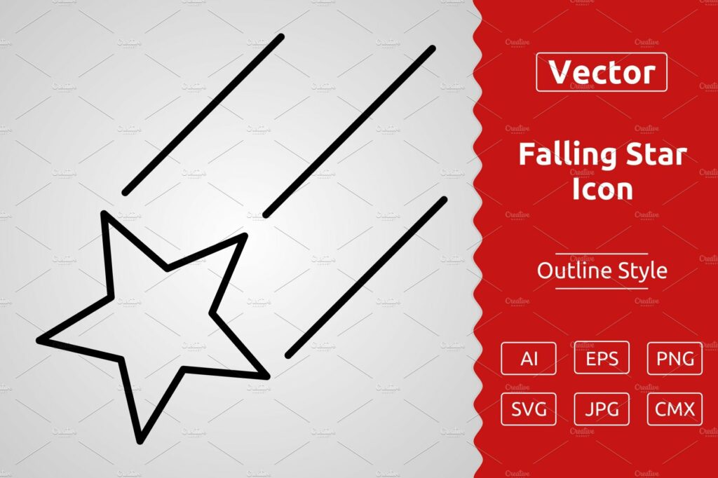 Vector Falling Star Outline Icon – MasterBundles