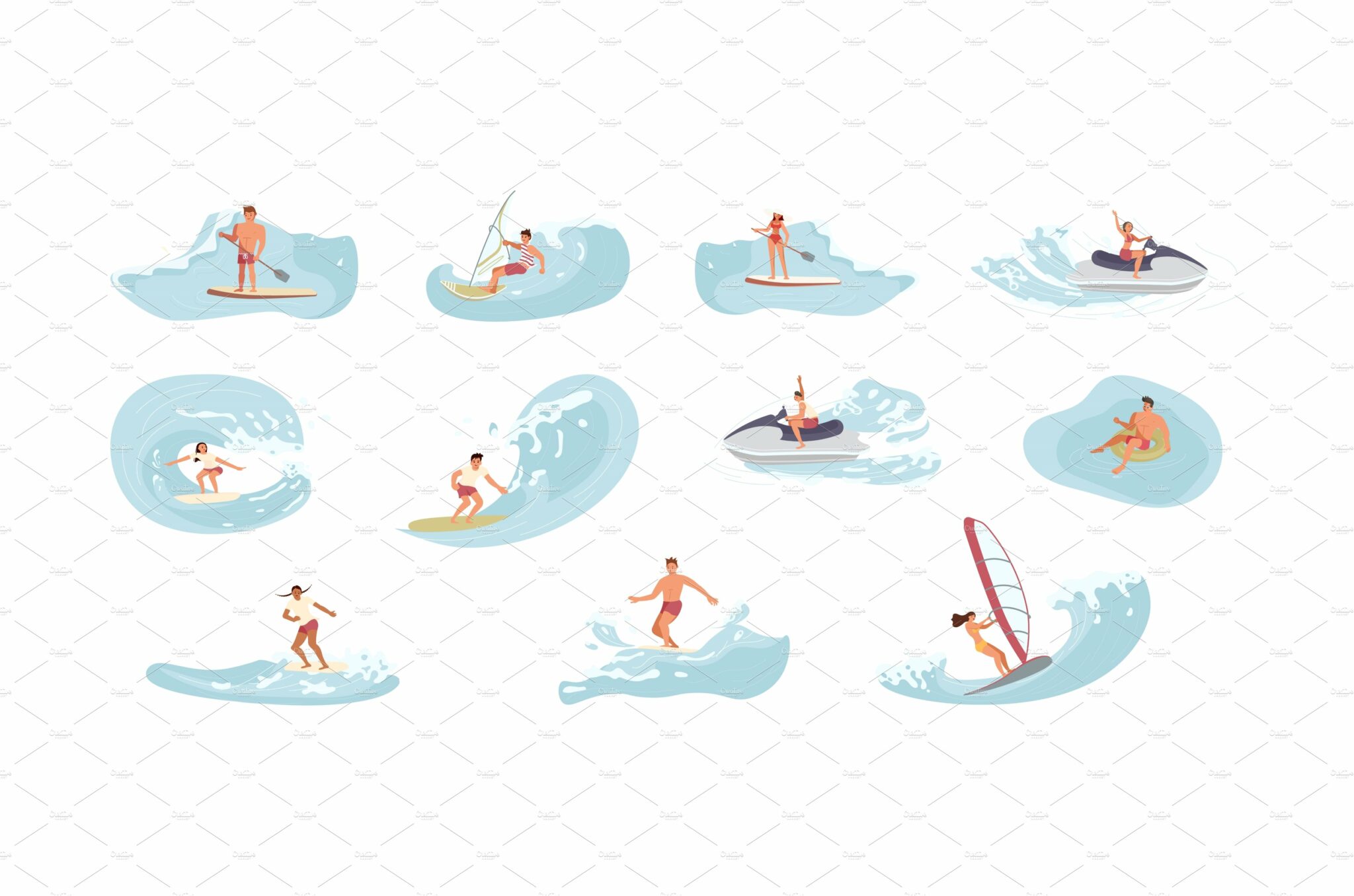 Bundle of water sports people – MasterBundles