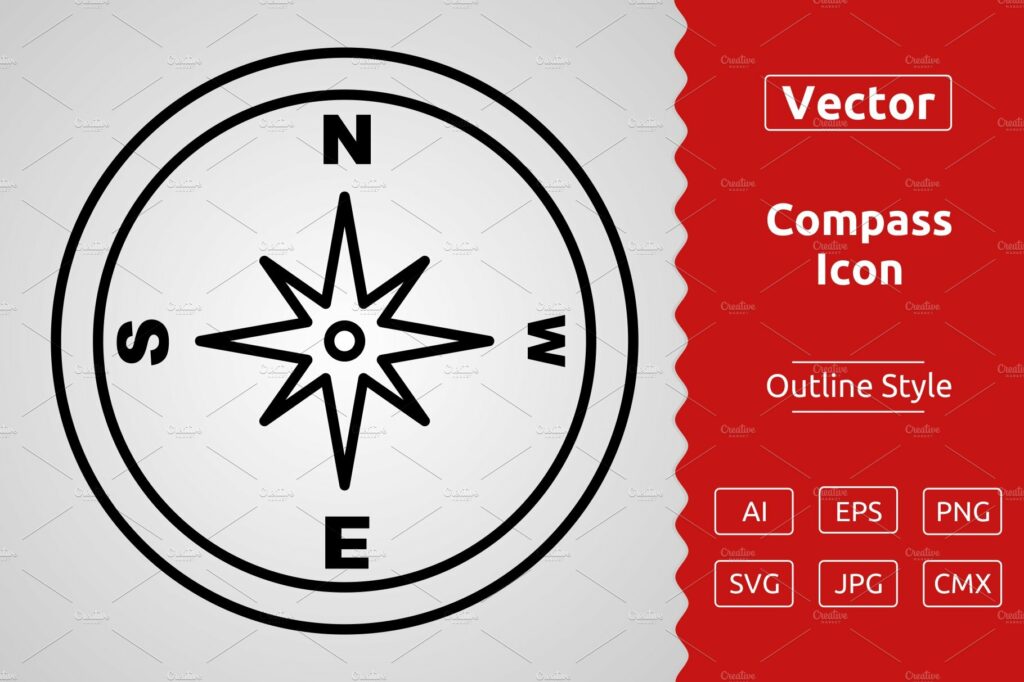 Vector Compass Outline Icon – MasterBundles