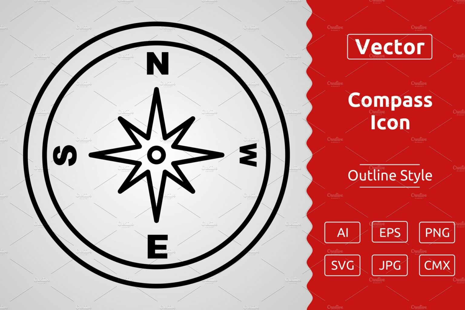 Vector Compass Outline Icon – MasterBundles