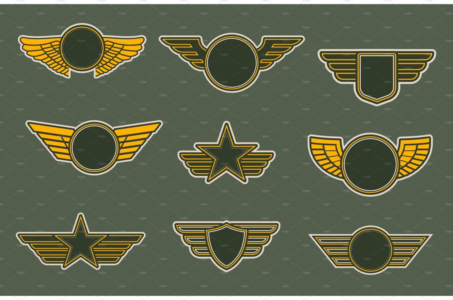 Army patches with wings, heraldry – MasterBundles