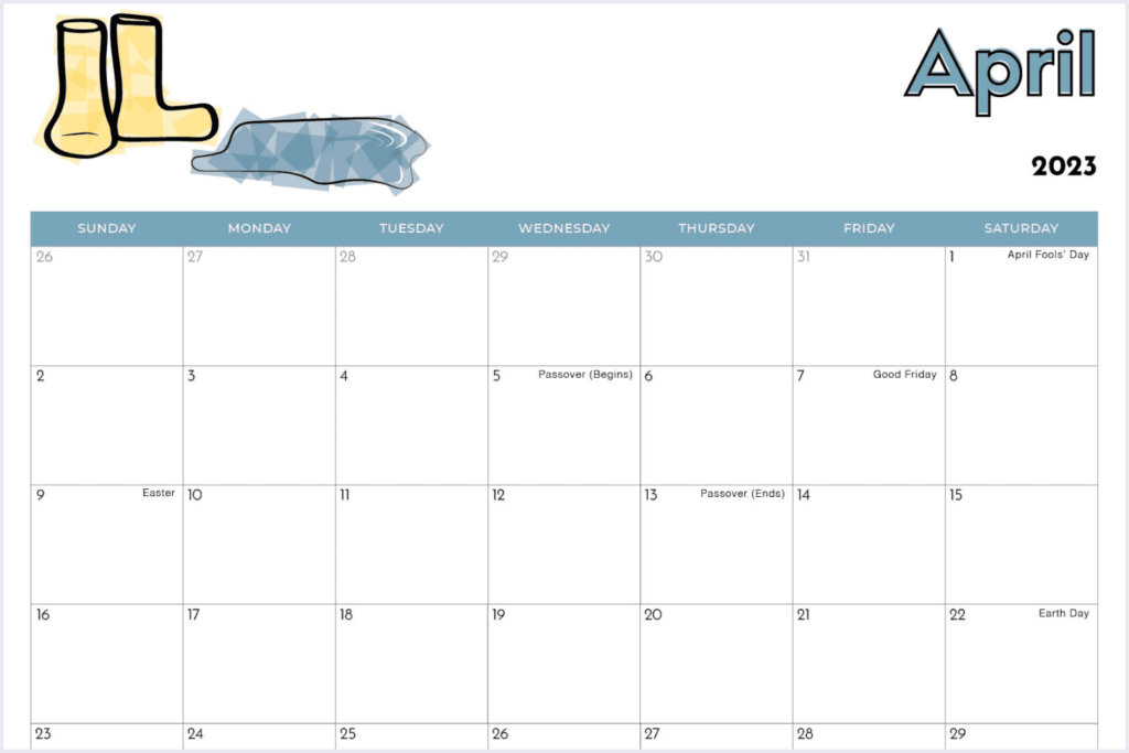 50+ Cute April Calendars 2023 - MasterBundles