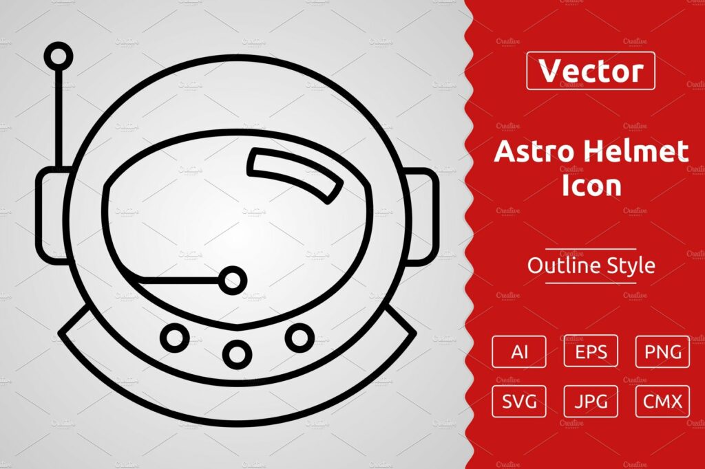 Vector Astronaut Helmet Outline Icon – MasterBundles