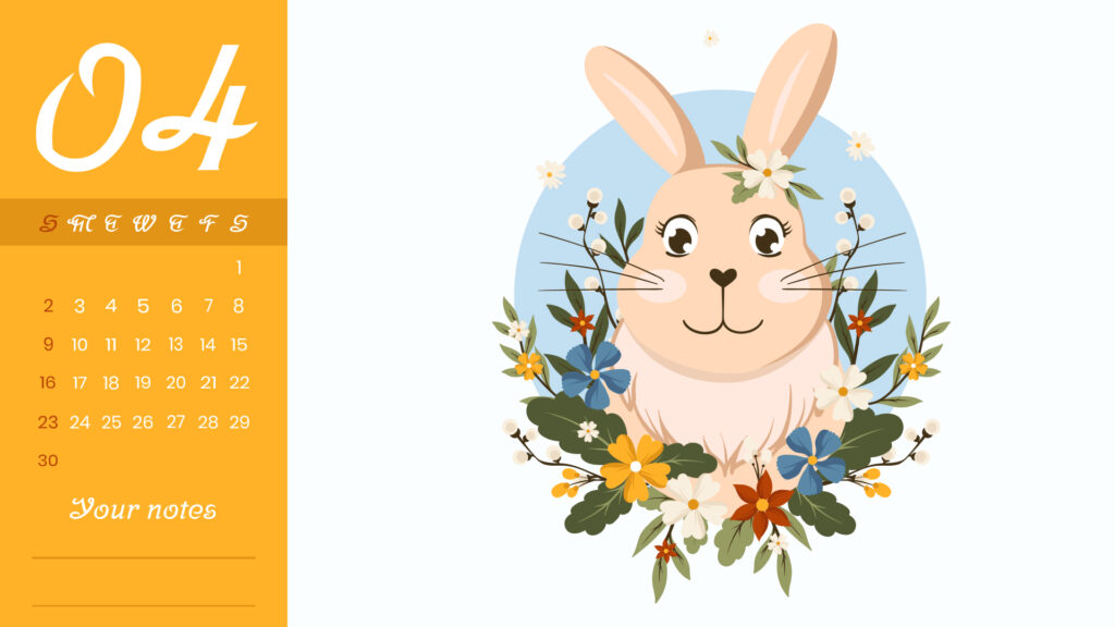 Free April Calendar with Rabbits – MasterBundles