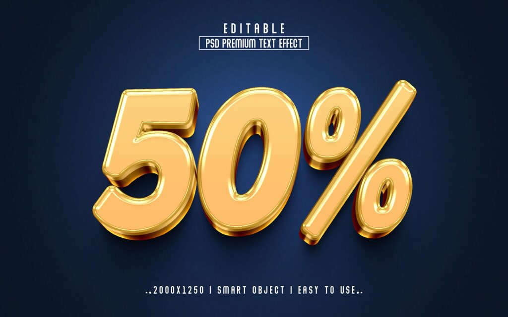 50% 3D Editable Text Effect style – MasterBundles