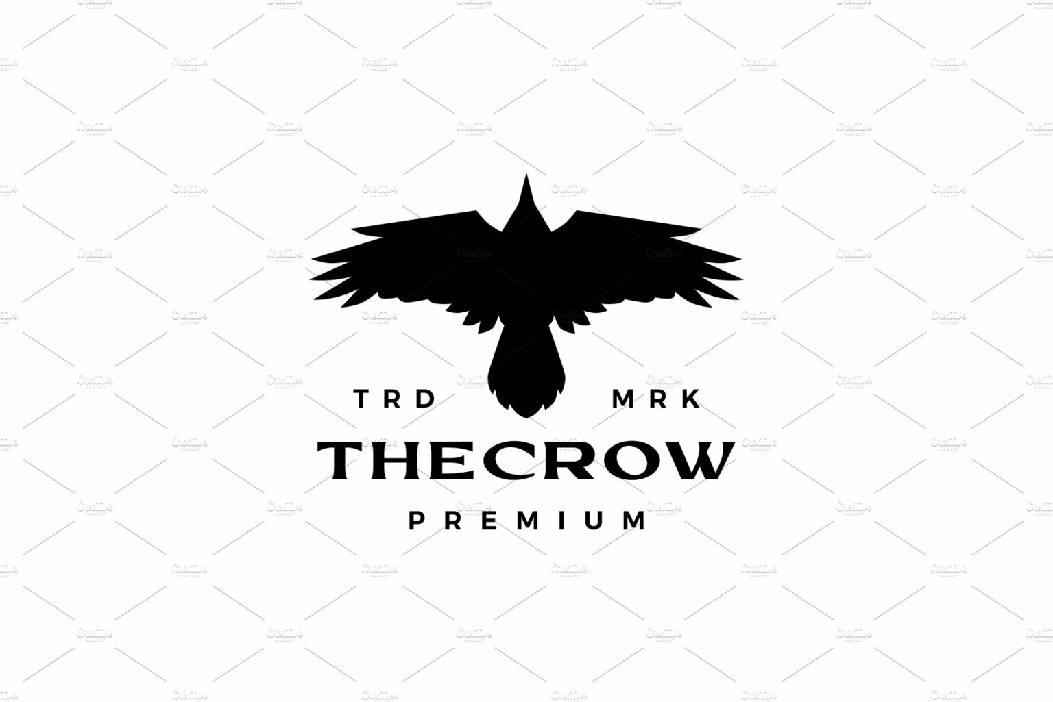 crow raven roar fly top view logo – MasterBundles