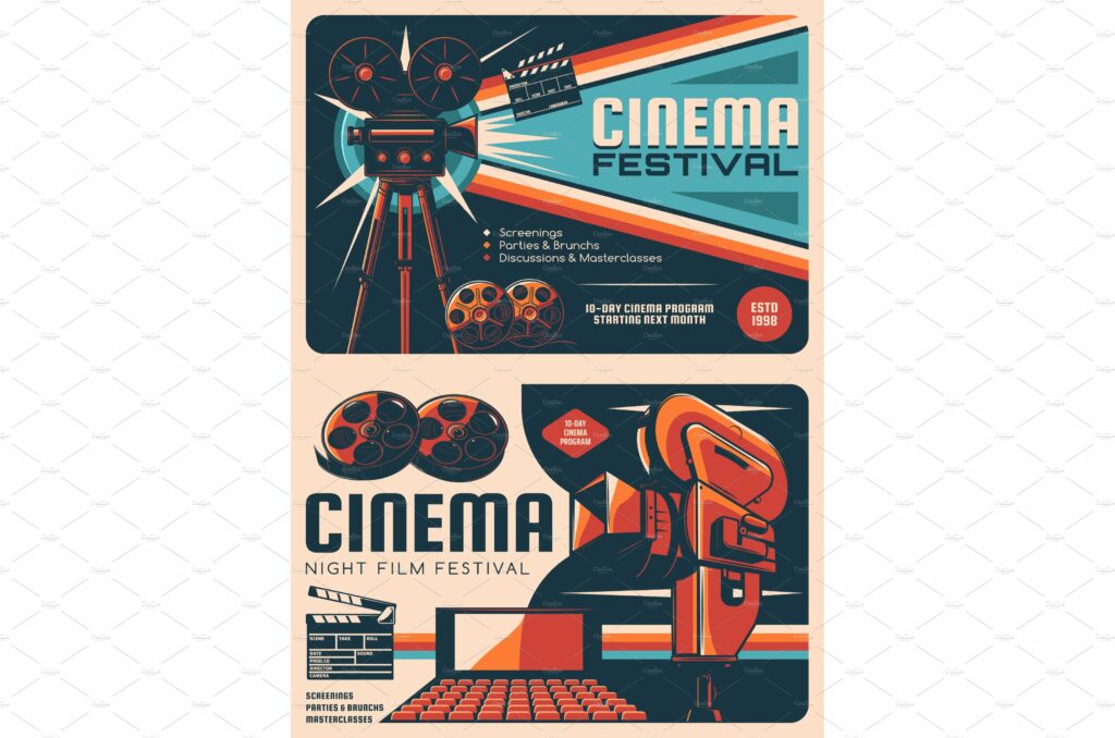 Movie film festival retro posters – MasterBundles