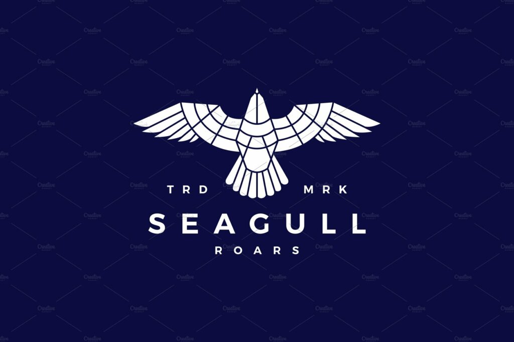 seagull roar flat flying logo vector – MasterBundles