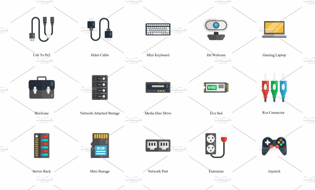 Computer Hardware Flat icons – MasterBundles