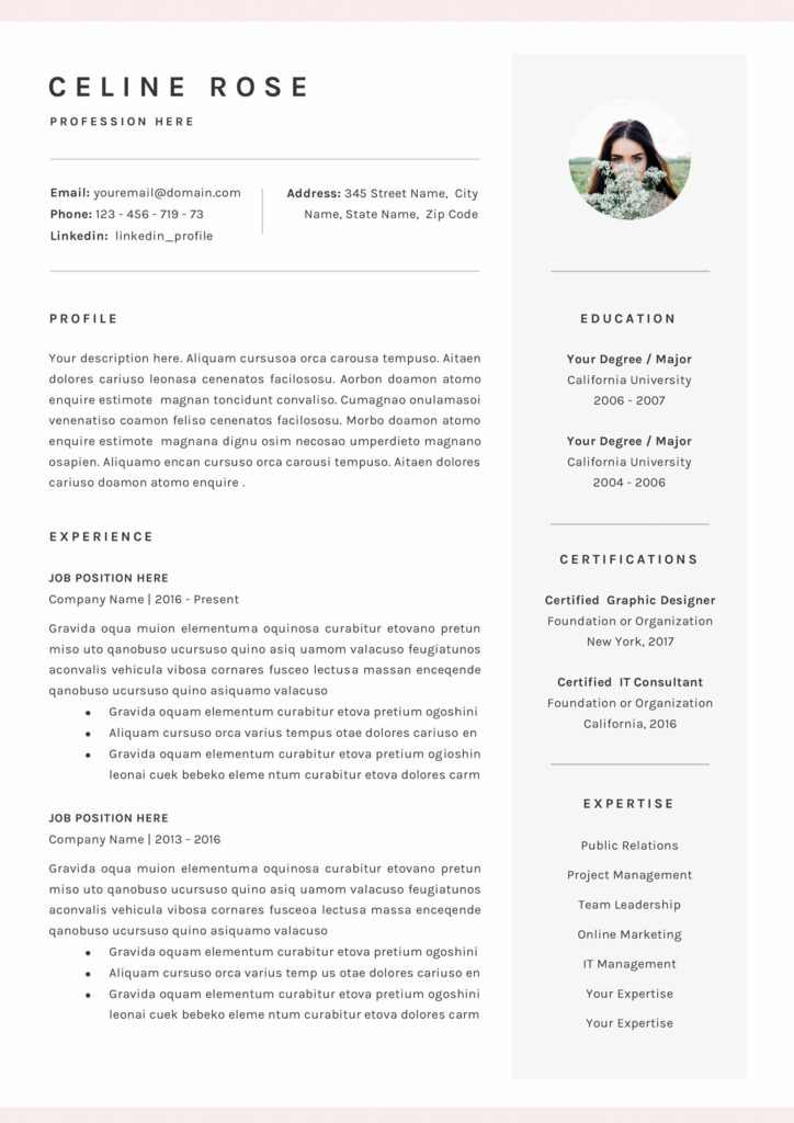 Resume CV Template for MS Word – MasterBundles