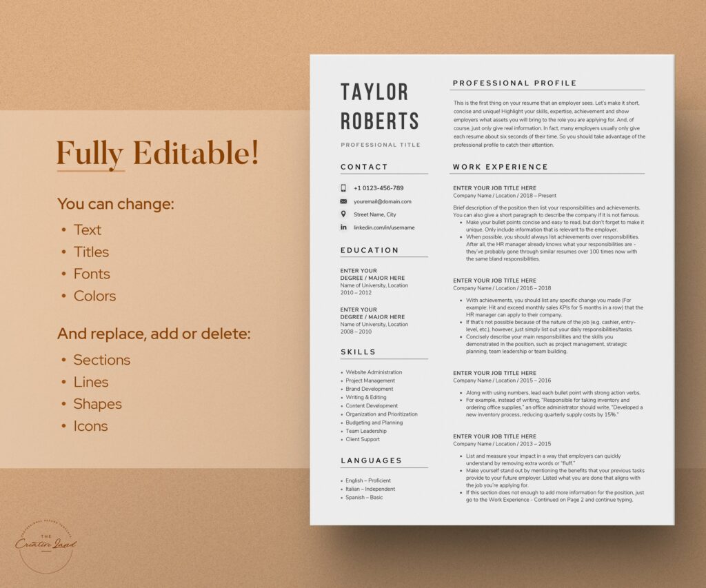 Resume/CV - The Taylor – MasterBundles