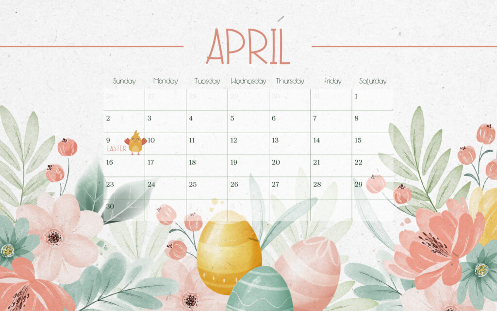 Free Aesthetic April Calendar – MasterBundles