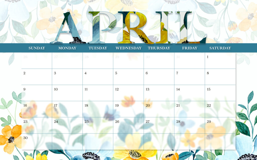 Free Blank April Calendar – MasterBundles