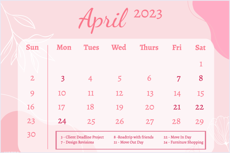 50+ Cute April Calendars 2023 - MasterBundles