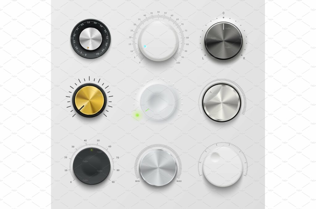 Music and sound volume knob buttons – MasterBundles