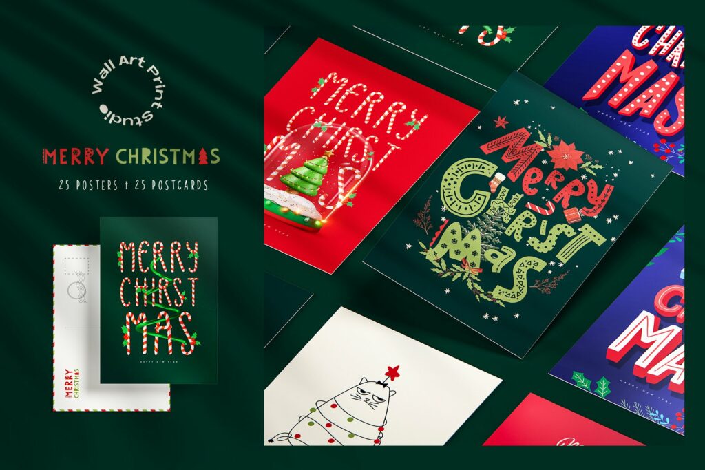 Merry Christmas Posters & Postcards – MasterBundles