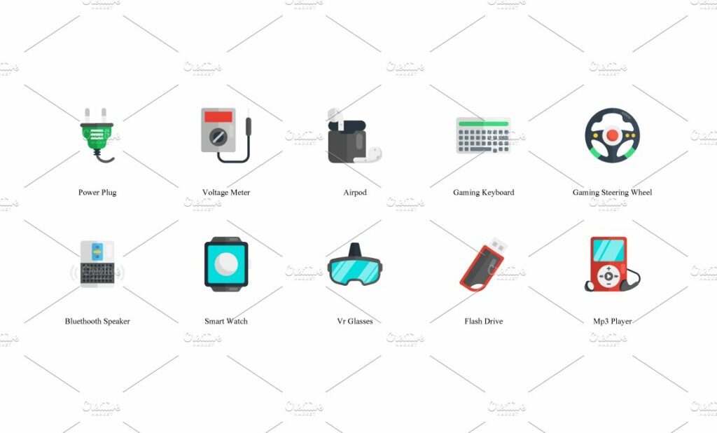 Computer Hardware Flat Icons Masterbundles 