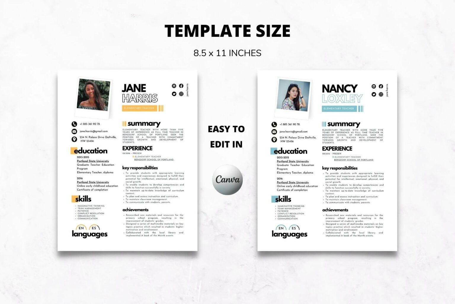 Elementary Teacher Resume Template – MasterBundles