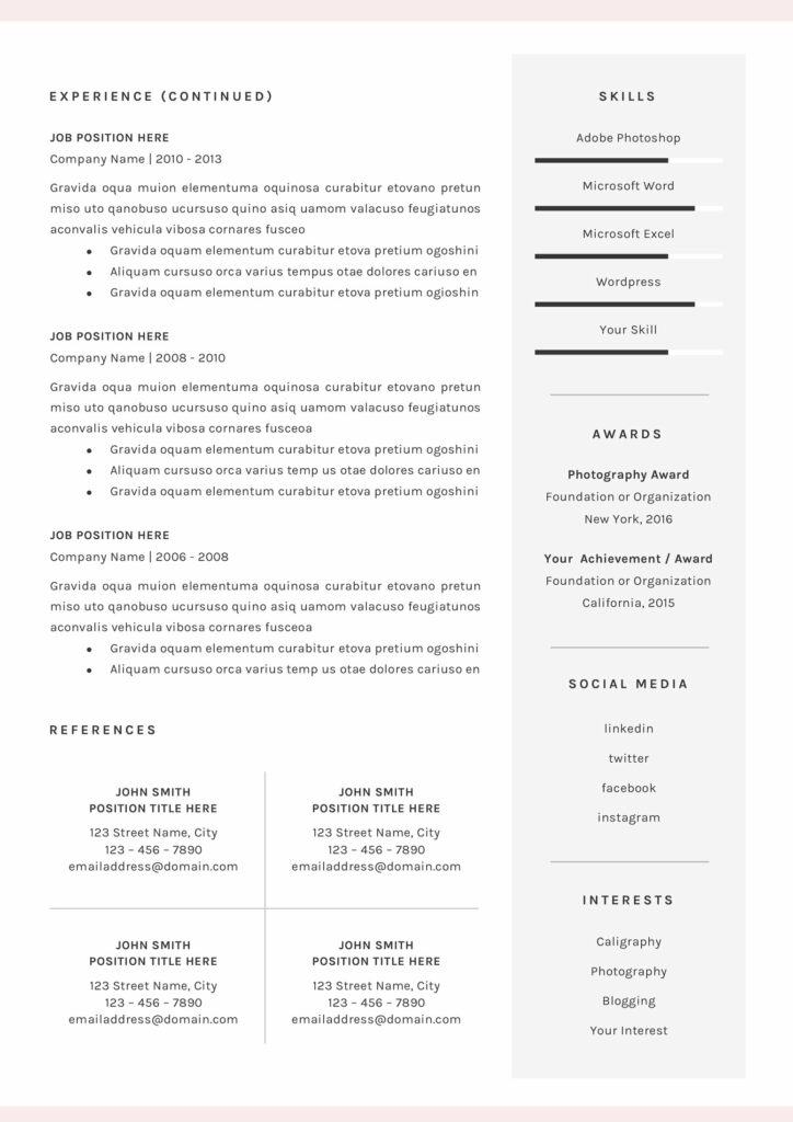 Resume CV Template for MS Word – MasterBundles