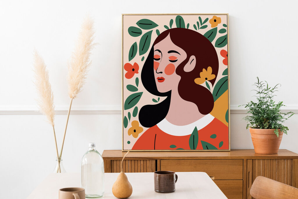 Modern Woman Art Print Matisee Style - MasterBundles