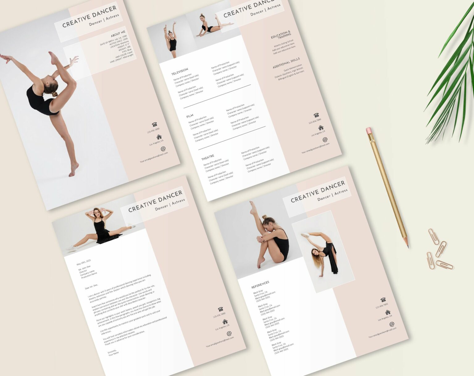 Resume Template for Actors, Dancers – MasterBundles
